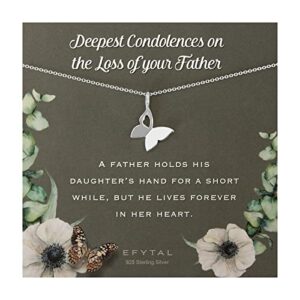 efytal condolence gifts, 925 sterling silver butterfly necklace for bereavement, memorial gifts, loss of father gift, loss of husband sympathy gift