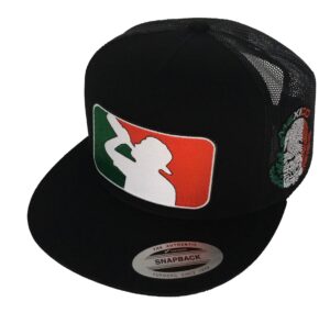 el borracho de mexico 3 colores a lado 2 logos hat black mesh