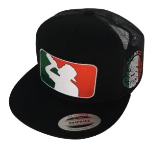 El Borracho de Mexico 3 Colores a lado 2 Logos hat Black mesh