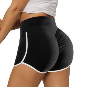 aurgelmir women's workout shorts scrunch booty gym yoga pants middle/high waist butt lifting sports leggings(a-black, small)