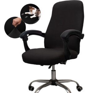 melaluxe office chair cover - universal stretch desk chair cover, computer chair slipcovers (size: l) - black