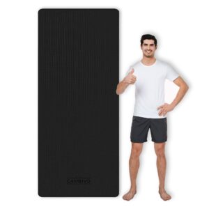 cambivo yoga mat for men and women, extra long and wide (84'' x 32'' x 1/4 inch) tpe workout mat, large exercise fitness mat for yoga, pilates, workout, non slip(black)