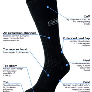 281Z Military Lightweight Boot Socks - Tactical Trekking Hiking - Outdoor Athletic Sport (Black)(X-Small 1 Pair)