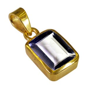 suryagems original 18k gold plated amethsyt pendant rectangle shape handmade jewellery men women lockets