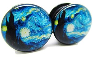 pierced republic a starry night ear plugs - acrylic screw-on - new - 14 sizes - pair (1 1/8" (28mm))