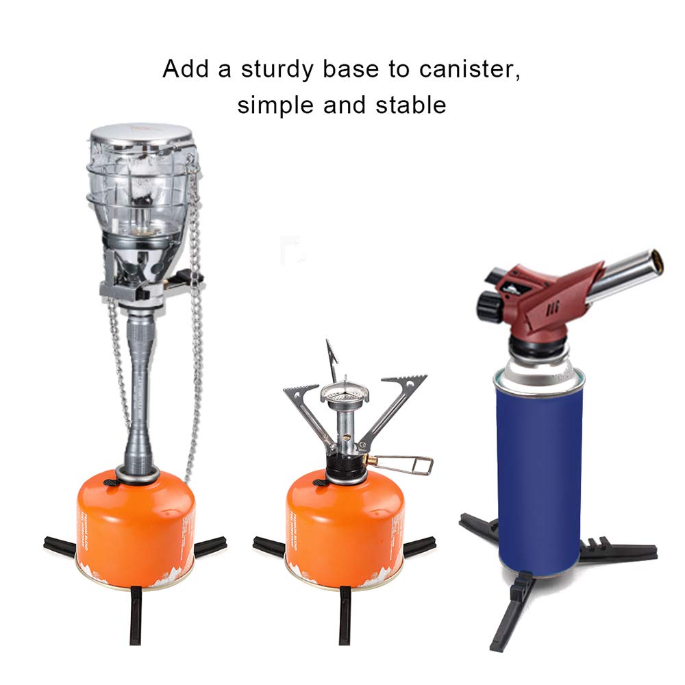 Folding Universal Fuel Can Canister Stand, Caudblor Tripod Stabilizer for Camping Stoves, Upgrade Compact Butane Gas Tank Bracket, Plastic Cylinder Cartridge Holder, Footrest for Outdoor Hiking Stove