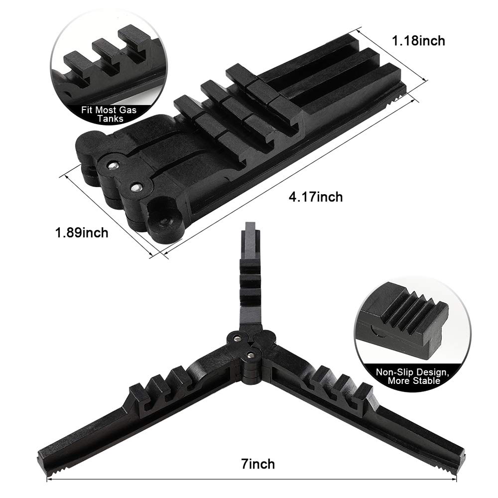 Folding Universal Fuel Can Canister Stand, Caudblor Tripod Stabilizer for Camping Stoves, Upgrade Compact Butane Gas Tank Bracket, Plastic Cylinder Cartridge Holder, Footrest for Outdoor Hiking Stove