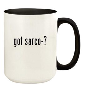 knick knack gifts got sarco-? - 15oz ceramic colored handle and inside coffee mug cup, black