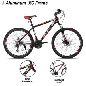 HH HILAND Mountain Bike, Multi-Spokes, 21 Speeds Drivetrain, Aluminum Frame 26 Inch Wheels, Disc-Brake Bike for Men Women Men's MTB Bicycle Black