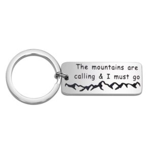 detailed the mountains are calling and i must go keychain mountain hiking outdoor adventure travel gift (keychain)