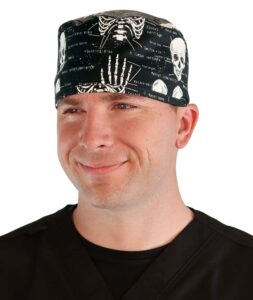 sparkling earth human body skeleton (glows in the dark) - unisex classic surgical style scrub working cap - - 100% cotton - made in usa!