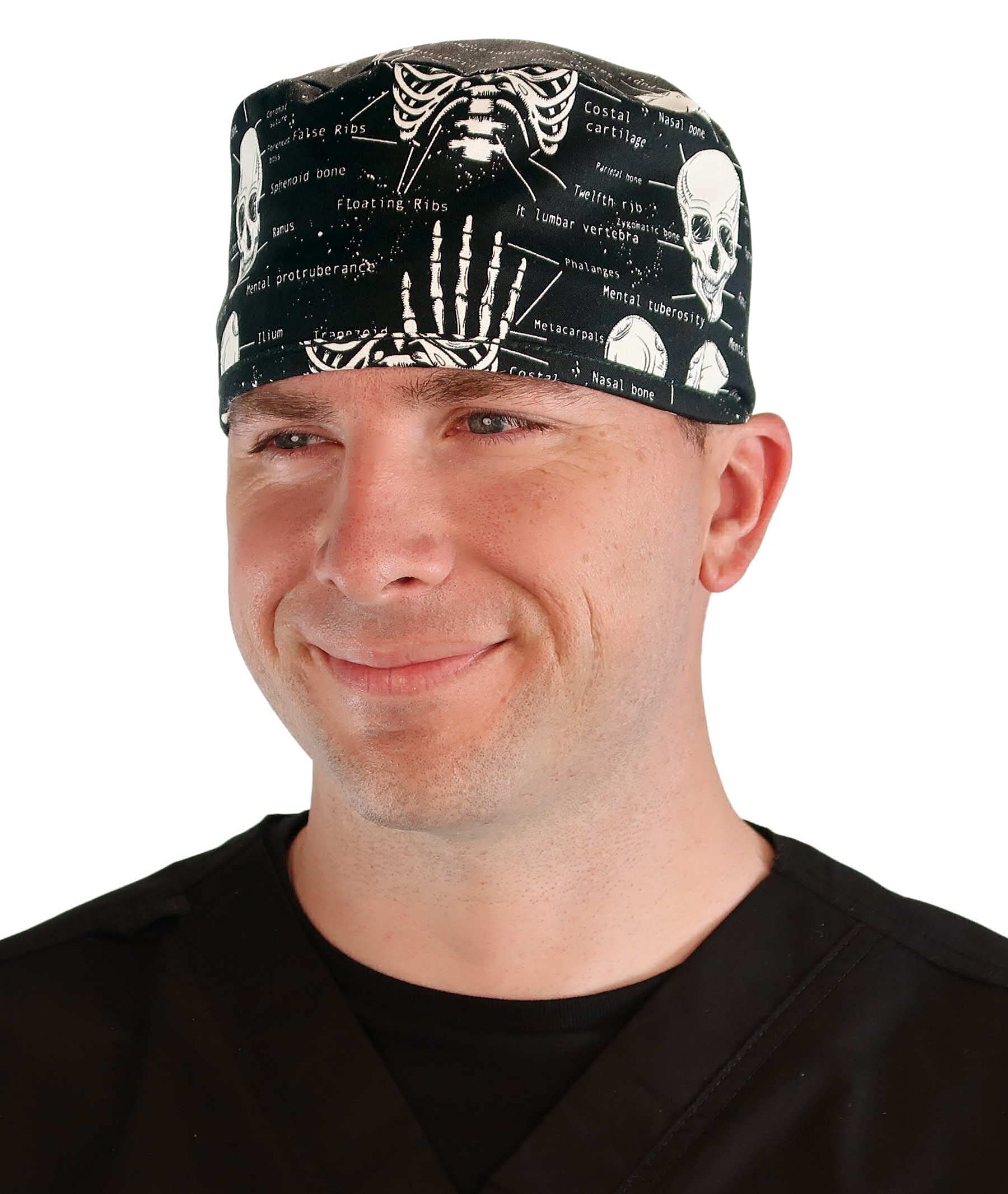 Sparkling EARTH Human Body Skeleton (Glows in The Dark) - Unisex Classic Surgical Style Scrub Working Cap - - 100% Cotton - Made in USA!