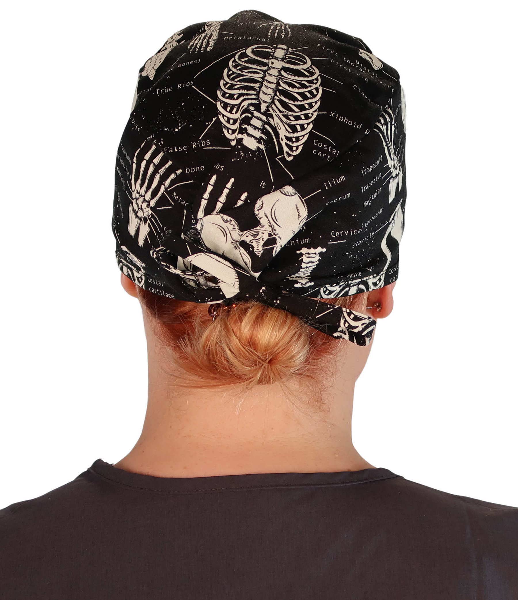 Sparkling EARTH Human Body Skeleton (Glows in The Dark) - Unisex Classic Surgical Style Scrub Working Cap - - 100% Cotton - Made in USA!