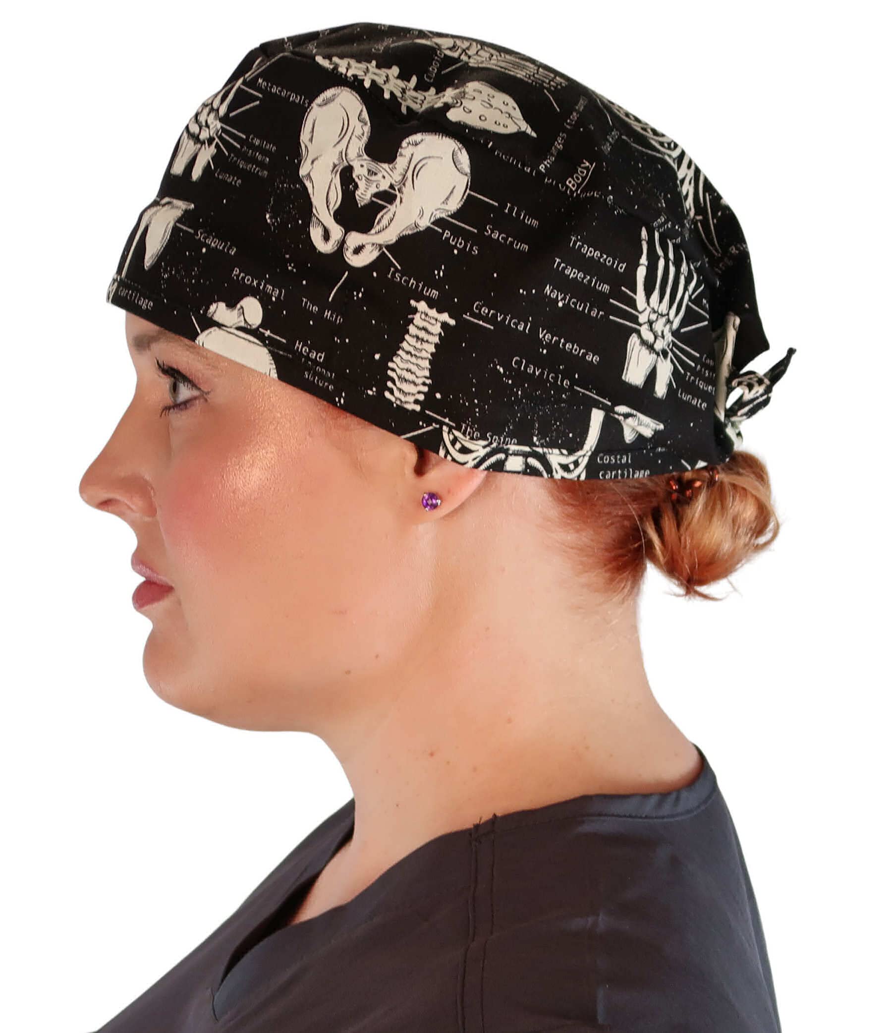 Sparkling EARTH Human Body Skeleton (Glows in The Dark) - Unisex Classic Surgical Style Scrub Working Cap - - 100% Cotton - Made in USA!