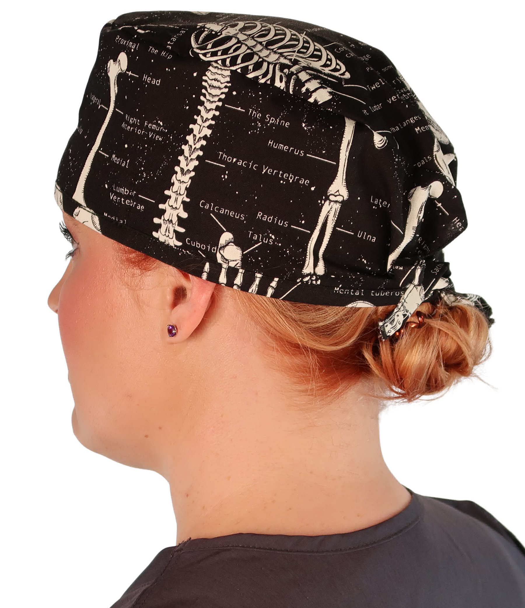 Sparkling EARTH Human Body Skeleton (Glows in The Dark) - Unisex Classic Surgical Style Scrub Working Cap - - 100% Cotton - Made in USA!