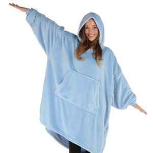 the comfy dream | oversized light microfiber wearable blanket, seen on shark tank, one size fits all, (sky blue)