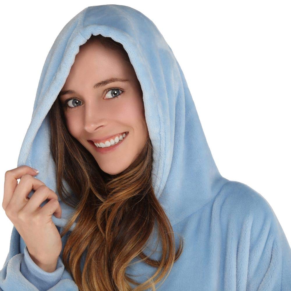 THE COMFY Dream | Oversized Light Microfiber Wearable Blanket, Seen on Shark Tank, One Size Fits All, (Sky Blue)