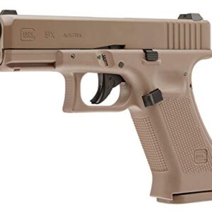 Wearable4U Glock 19X GEN5 Air Gun with 5x12 CO2 Tanks and Pack of 1500ct Steel BBS Bundle (Tan) (+CO2 +BBS)