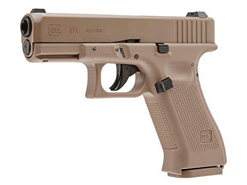 Wearable4U Glock 19X GEN5 Air Gun with 5x12 CO2 Tanks and Pack of 1500ct Steel BBS Bundle (Tan) (+CO2 +BBS)