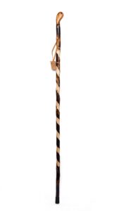 forest pilot mimetic root head wooden walking stick (dark brown color, 55 inches, 1 piece)