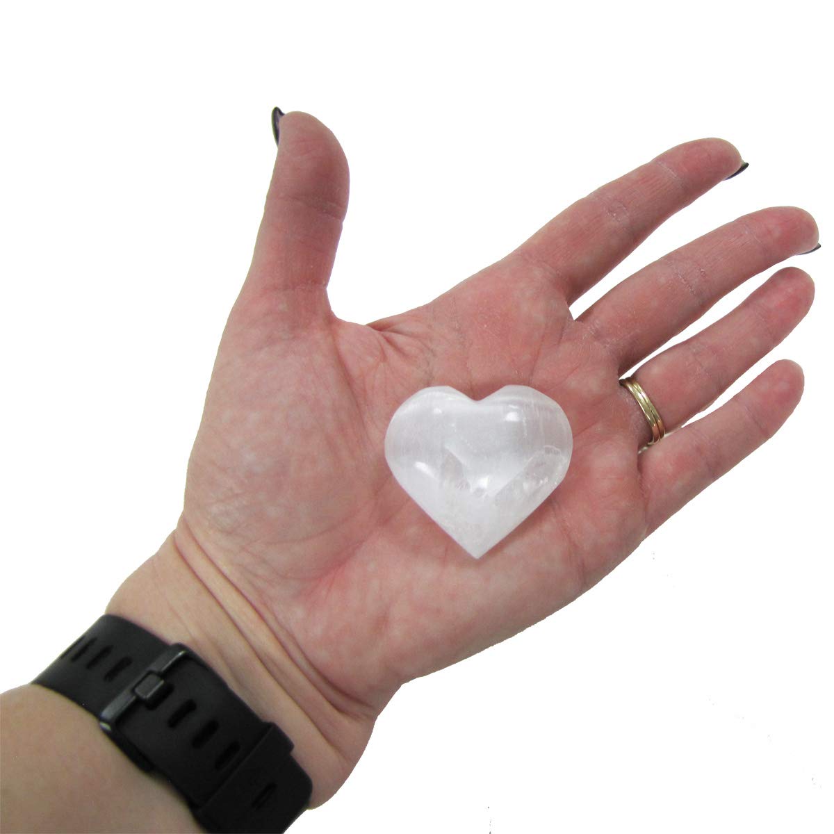 Treasure Gurus Clear Selenite Crystal Stone Heart Negative Energy Balance Chakra Healing Rock