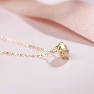 FANCIME 14k Solid Yellow Gold 1 Carat 6.5mm Moissanite Classic Bezel Set Solitaire Gemstone Pendant Necklace for Women Girls, Gold Chain 16 + 2 inch Extender