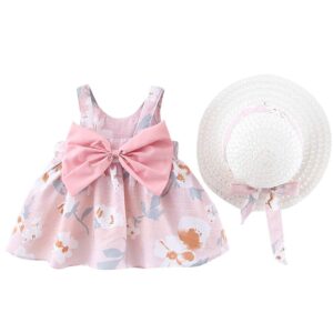 wocachi baby girls dresses hat sets, toddler baby kids girls floral flowers princess dress hat outfits clothes festival toys games my first 1st mid-year decoration pregnant pockets holidays