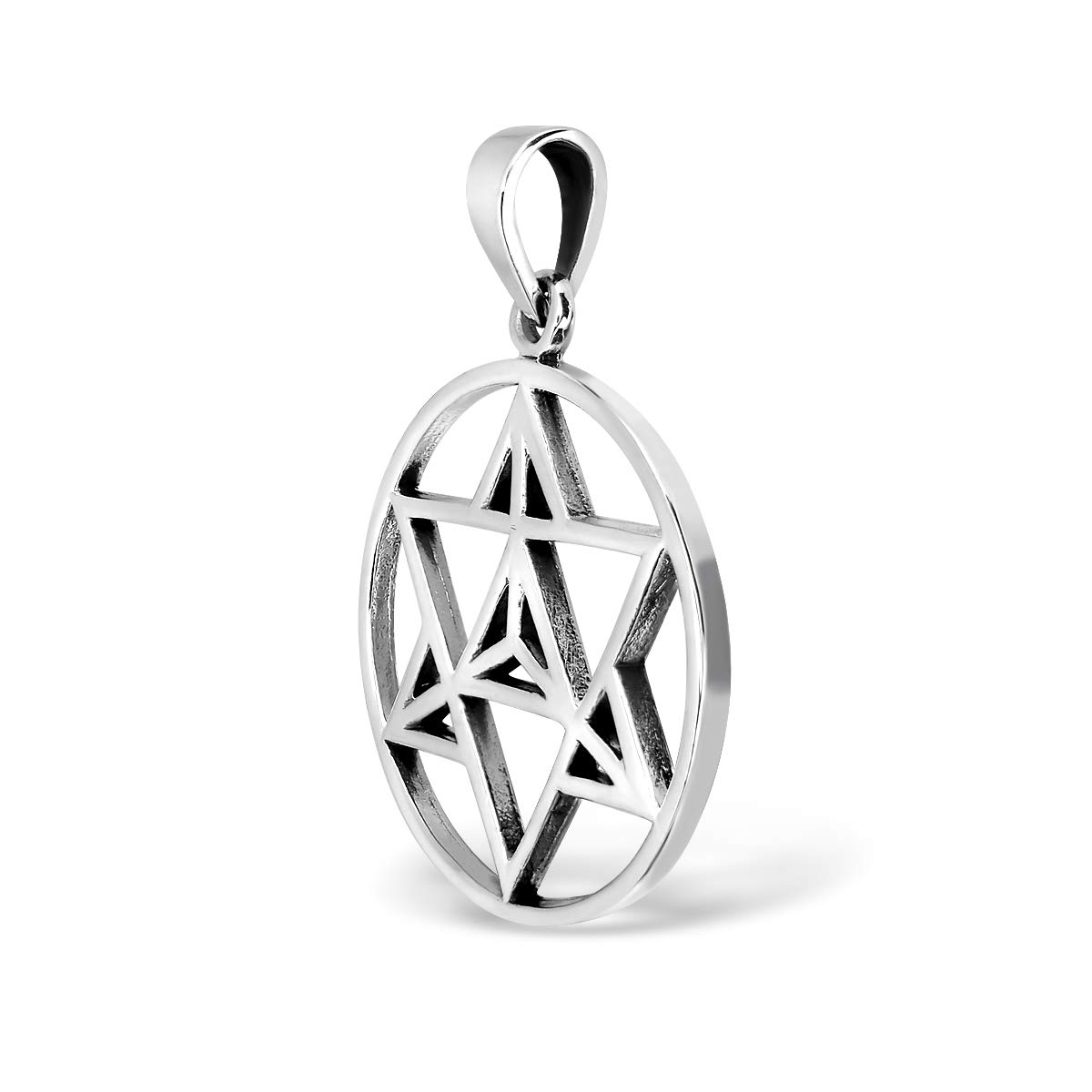 WithLoveSilver 925 Sterling Silver Celtic Merkabah Merkaba Geometry Star Metatron Tetrahedron Pendant