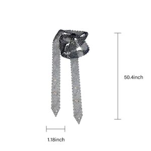 Aimimier Bohemian Long Rhinestone Necklace Black Tie with Sparkling Crystal Punk Body Waist Chain for Women and Girls