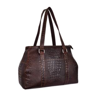 jack georges hornback croco women's satchel handbag #hb815 (brown)