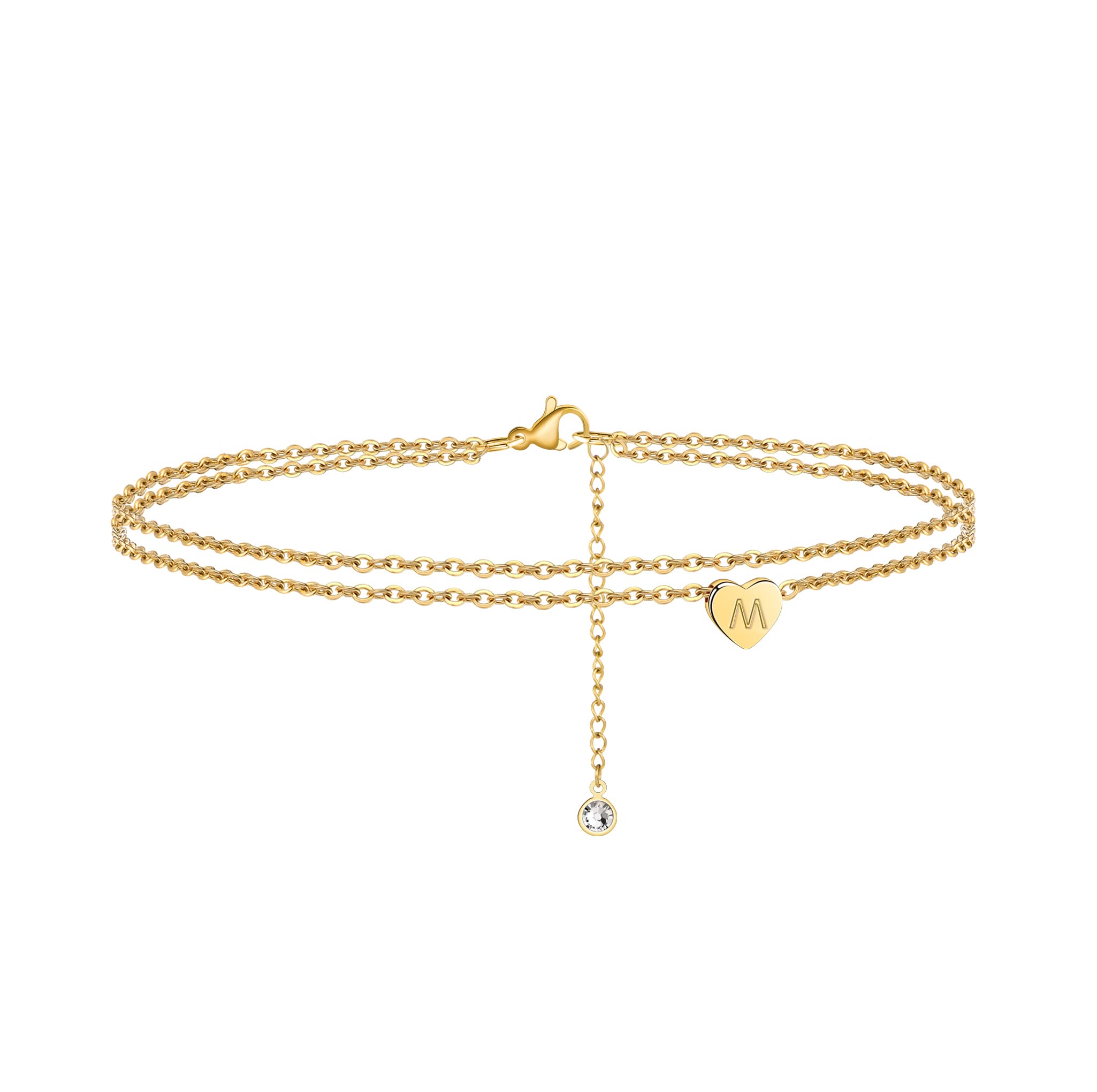 Turandoss Initial Ankle Bracelets for Women, 14K Gold Filled Layered Letter Anklet Letter Initial Gold Ankle Bracelets for Women Anklet With Initials M