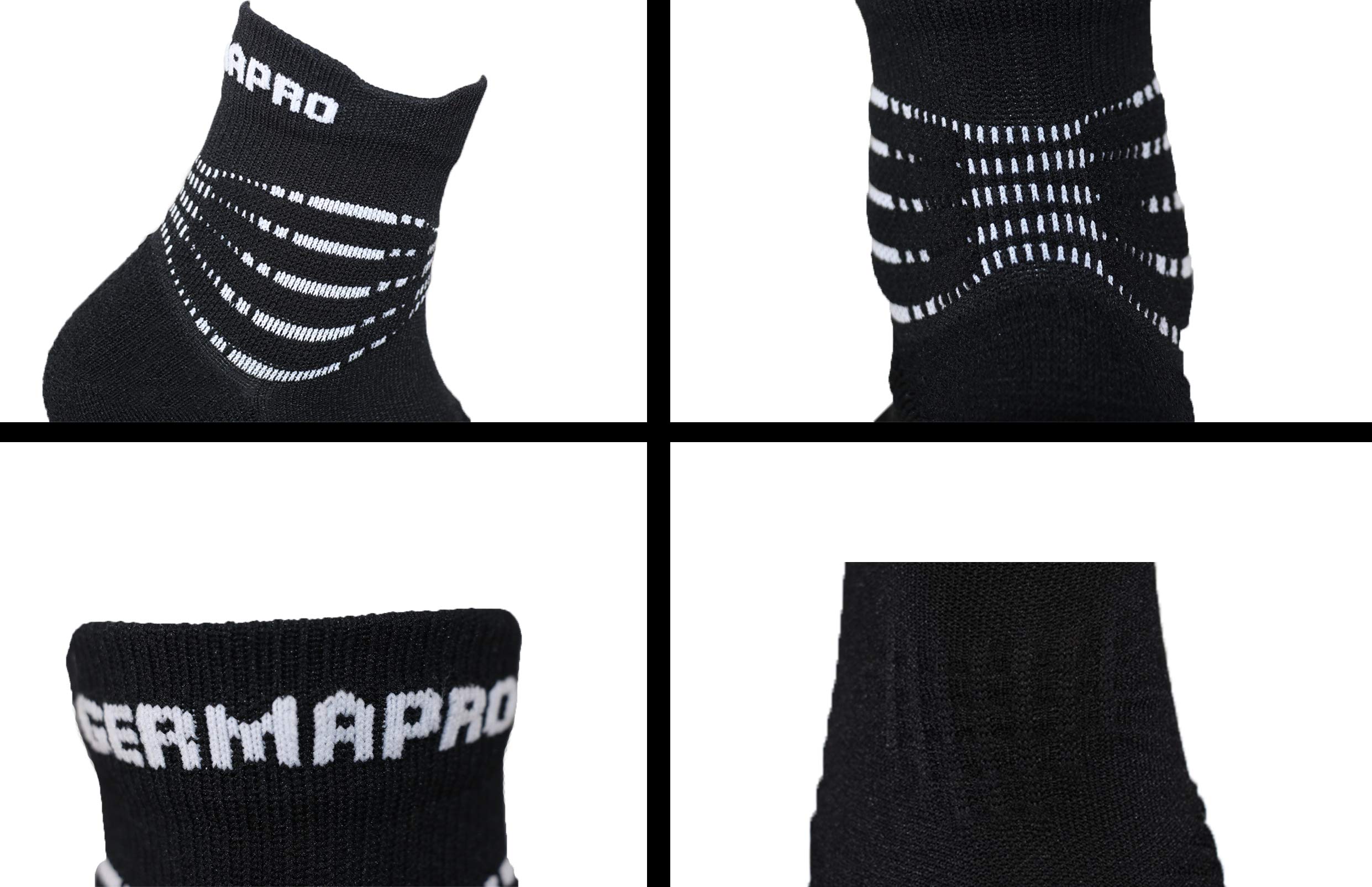 GermaPro 2 Pairs Multi-Sports Arch Compression Ankle Socks w/Moisture Wicking Anti-Stress Anti-Blister Fiber for Men & Women