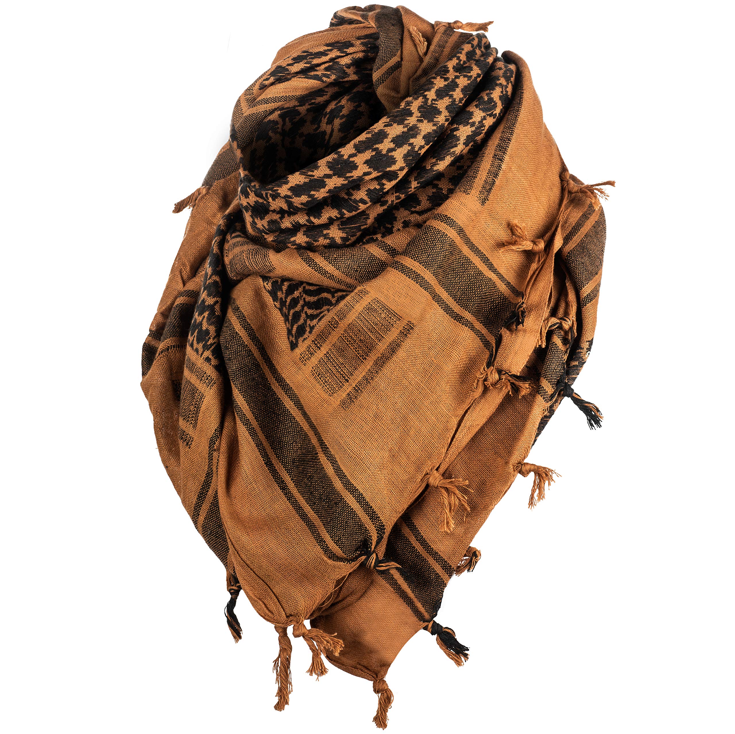 Texas Bushcraft Tactical Shemagh - Authentic Keffiyeh 100% Cotton for your Camping, Hiking and Backpacking Gear(Coyote Brown)