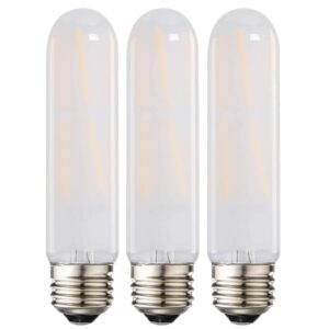 leools t10 led frosted bulb, 8w dimmable tubular led light bulb, 75 watt incandescent bulb equivalent, 2700k soft warm white, frosted glass, e26 base, for cabinet display cabinet etc,3 pack.