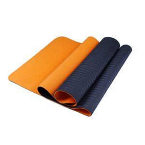 yoga mat extra thick fitness & workout mat non-slip exercise yoga mat high density eco-friendly tpe pliates mat with carrying strap 72"x 24"x 1/4" (orange)