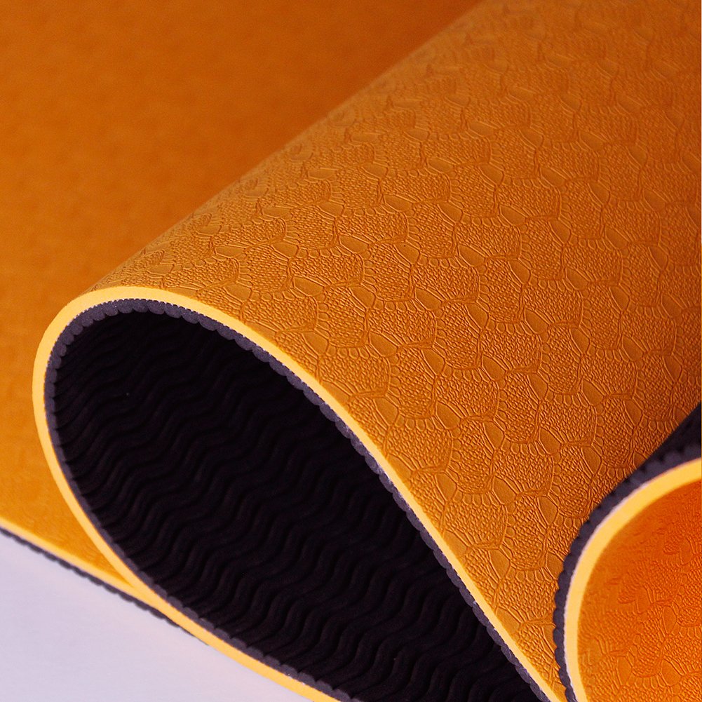 Yoga Mat Extra Thick Fitness & Workout Mat Non-slip Exercise Yoga Mat High Density Eco-Friendly TPE Pliates Mat with Carrying Strap 72"x 24"x 1/4" (Orange)