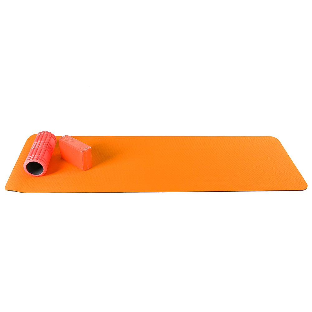 Yoga Mat Extra Thick Fitness & Workout Mat Non-slip Exercise Yoga Mat High Density Eco-Friendly TPE Pliates Mat with Carrying Strap 72"x 24"x 1/4" (Orange)