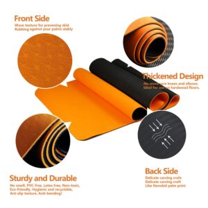 Yoga Mat Extra Thick Fitness & Workout Mat Non-slip Exercise Yoga Mat High Density Eco-Friendly TPE Pliates Mat with Carrying Strap 72"x 24"x 1/4" (Orange)