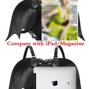 Rullar Punk Women Backpack Victorian Wings PU Daypack Rucksack Purse Gothic Lace Shoulder Bag Black