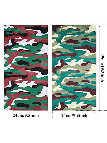 10 Pieces Seamless Bandanas Face Cover Magic Scarf Neck Gaiter Seamless Dustproof Neck Warmer Headbands (Camouflage Style)