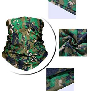 10 Pieces Seamless Bandanas Face Cover Magic Scarf Neck Gaiter Seamless Dustproof Neck Warmer Headbands (Camouflage Style)