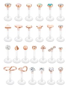 joerica 16g tragus forward helix cartilage earrings studs clear labret studs lip rings monroe piercing jewelry 6mm 1/4"