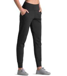 dragon fit joggers for women with pockets,high waist workout yoga tapered sweatpants women's lounge pants (large, joggers78-black)