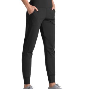 Dragon Fit Joggers for Women with Pockets,High Waist Workout Yoga Tapered Sweatpants Women's Lounge Pants (Large, Joggers78-Black)