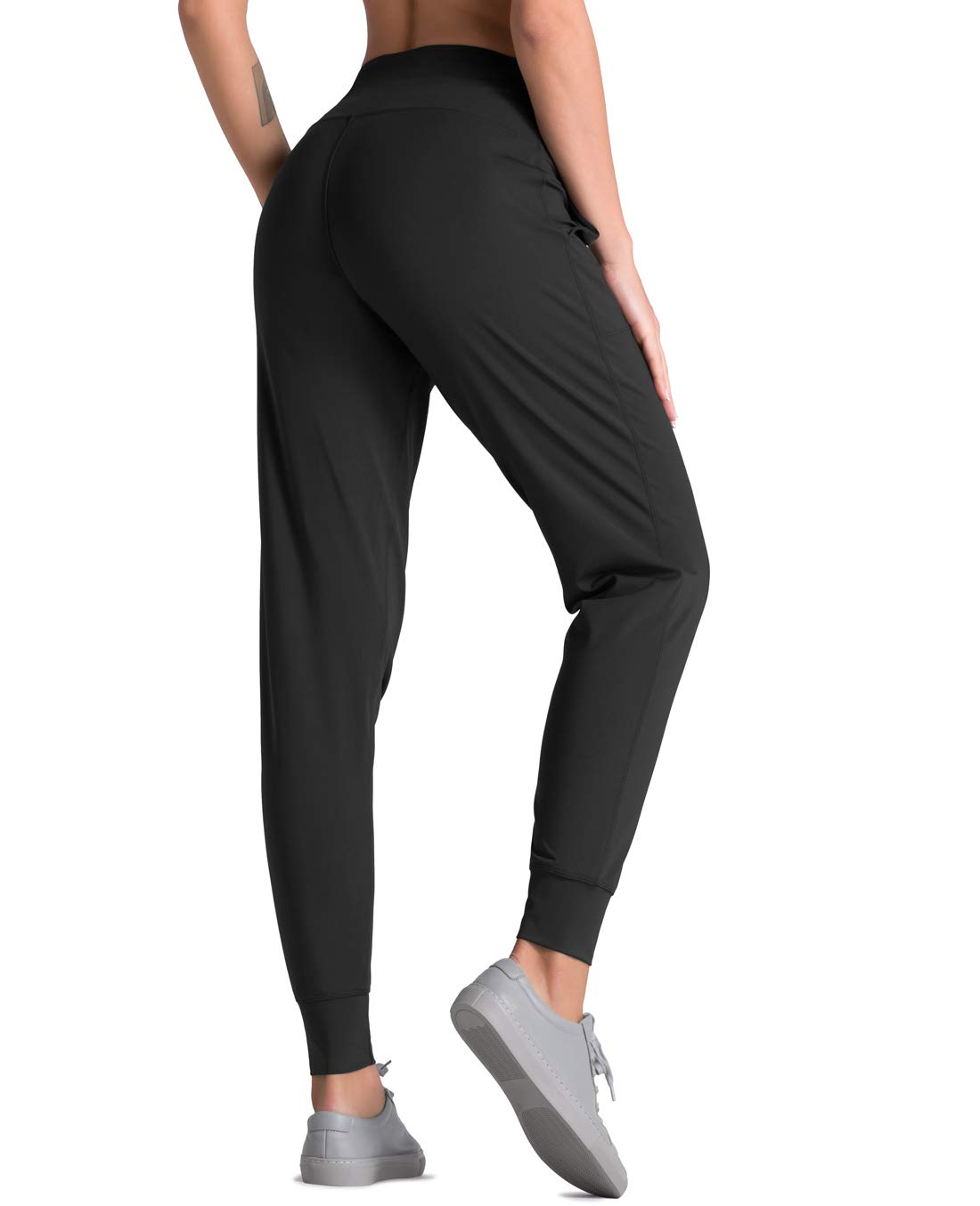 Dragon Fit Joggers for Women with Pockets,High Waist Workout Yoga Tapered Sweatpants Women's Lounge Pants (Large, Joggers78-Black)