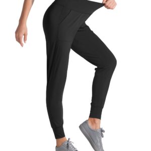 Dragon Fit Joggers for Women with Pockets,High Waist Workout Yoga Tapered Sweatpants Women's Lounge Pants (Large, Joggers78-Black)