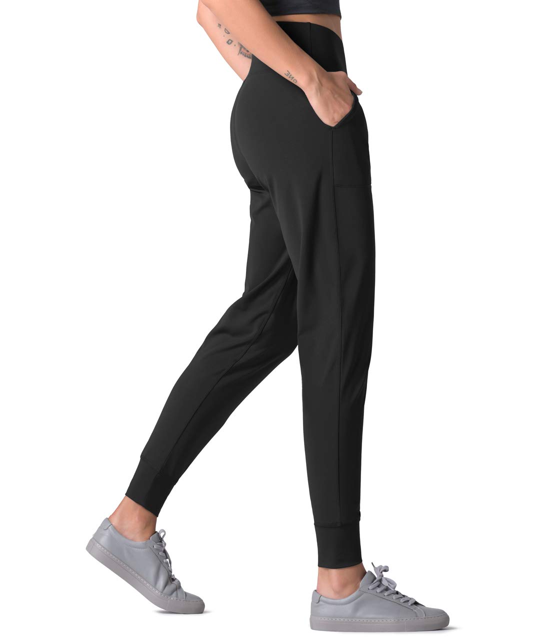 Dragon Fit Joggers for Women with Pockets,High Waist Workout Yoga Tapered Sweatpants Women's Lounge Pants (Large, Joggers78-Black)