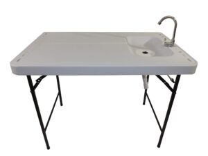 old cedar outfitters premium, extra-large fish and game cleaning table with sink and folding legs