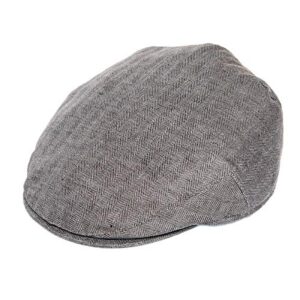 botvela men linen flat ivy breathable summer newsboy hat (7 1/4-7 3/8, herringbone dark grey)