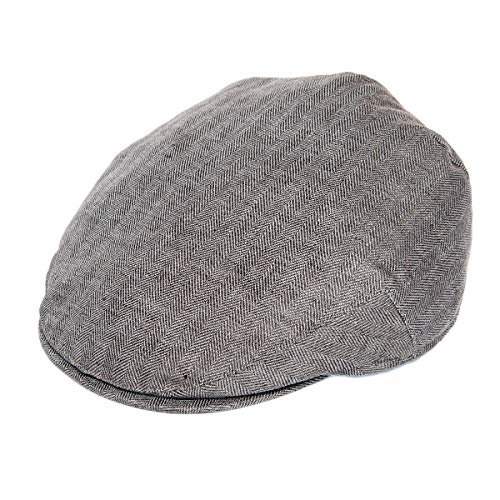 BOTVELA Men Linen Flat Ivy Breathable Summer Newsboy Hat (7 1/4-7 3/8, Herringbone Dark Grey)